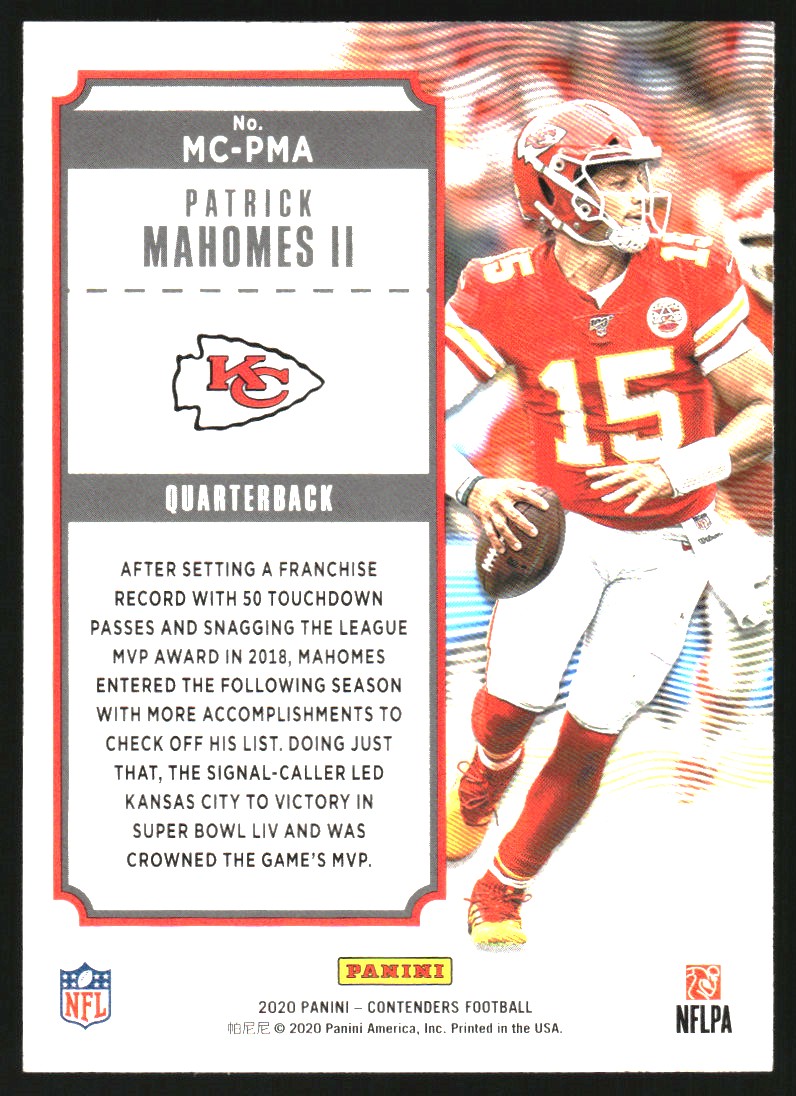 2020 Panini Contenders MVP Contenders Emerald #2 Patrick Mahomes II - NM-MT