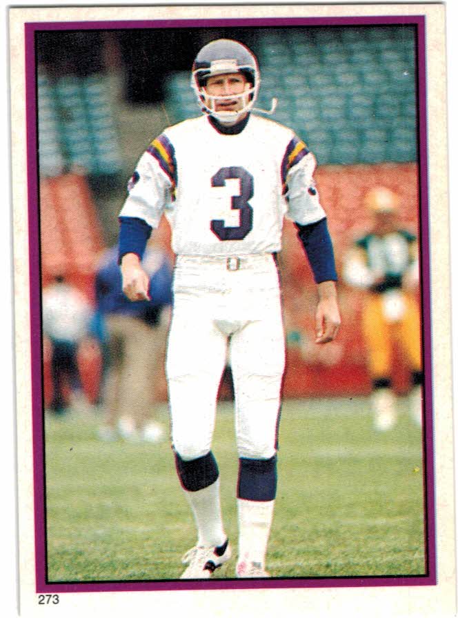 1985 Topps Stickers #273 Jan Stenerud - NM-MT