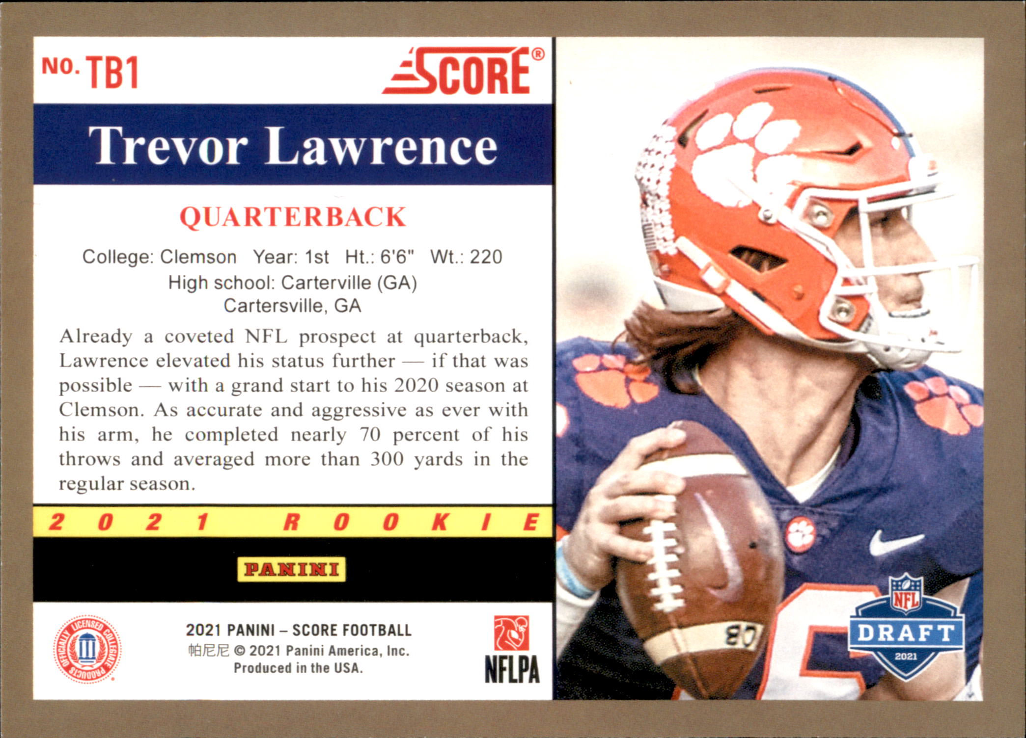 2021 Score '91 Throwback Rookies #1 Trevor Lawrence - NM-MT+