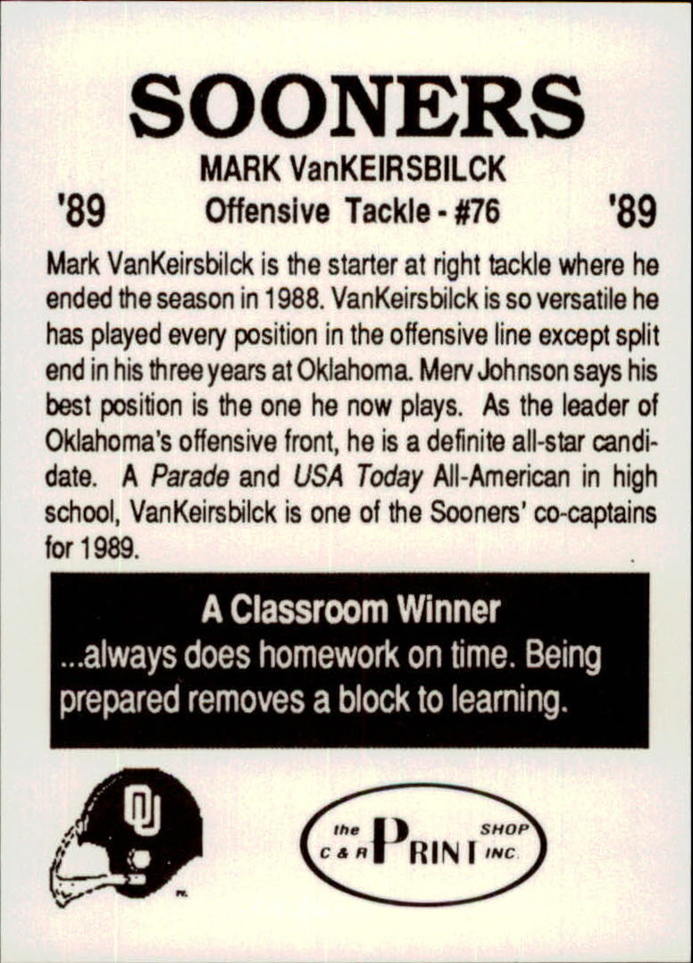 1989 Oklahoma Police #14 Mark VanKeirsbilck - NM-MT