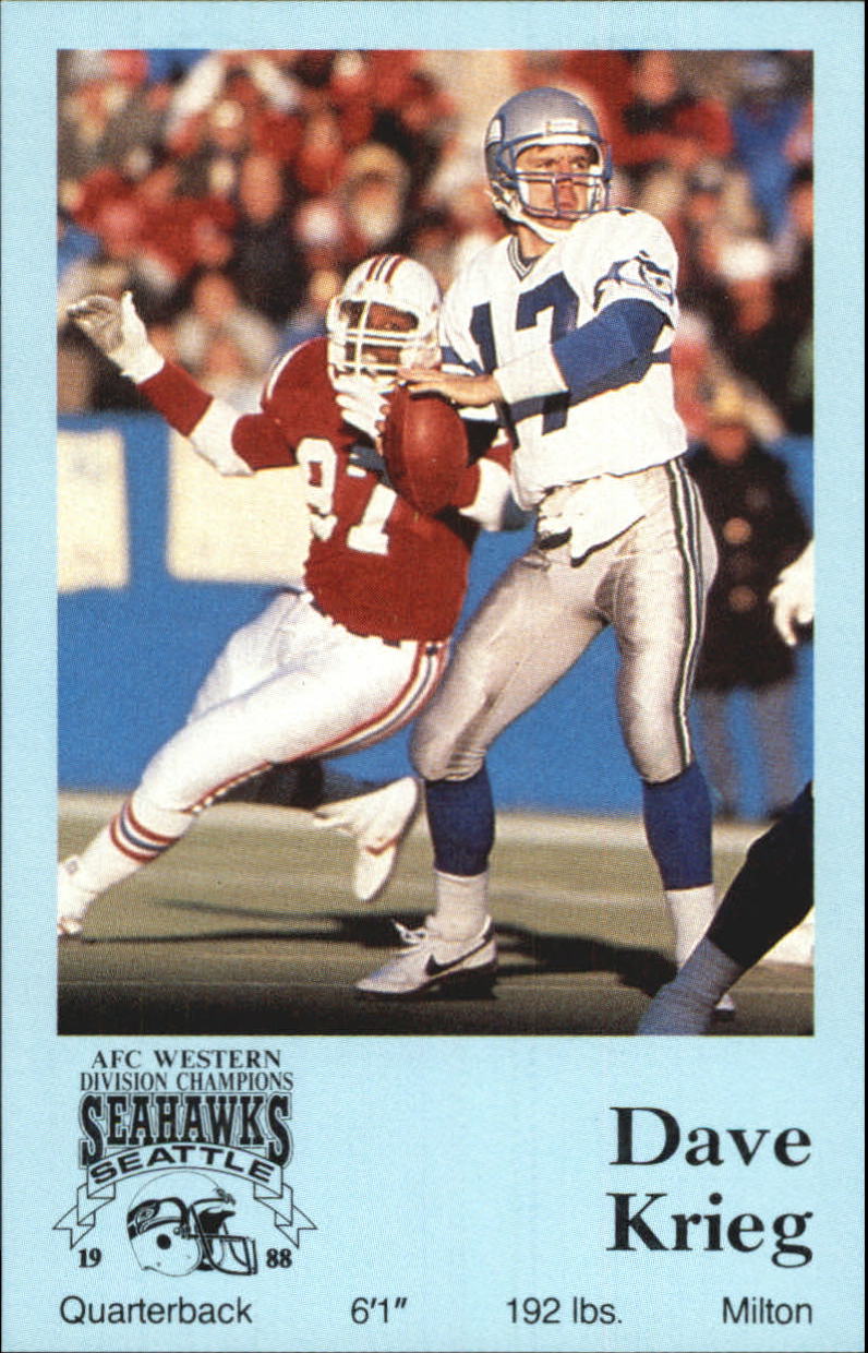 1989 Seahawks Police #6 Dave Krieg - . Oversized. - NM-MT