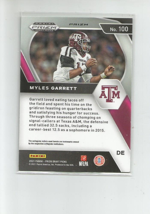 2021 Panini Prizm Draft Picks Prizms Green #100 Myles Garrett - F68 ...