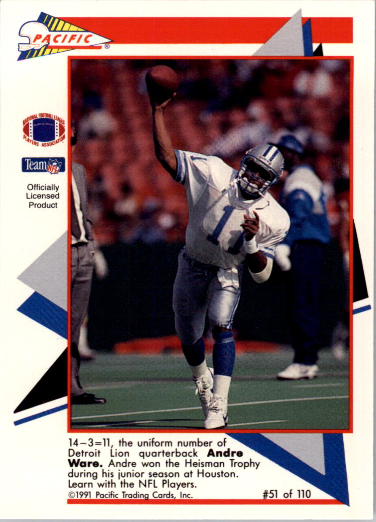 1991 Pacific Flash Cards #51 Andre Ware - NM-MT