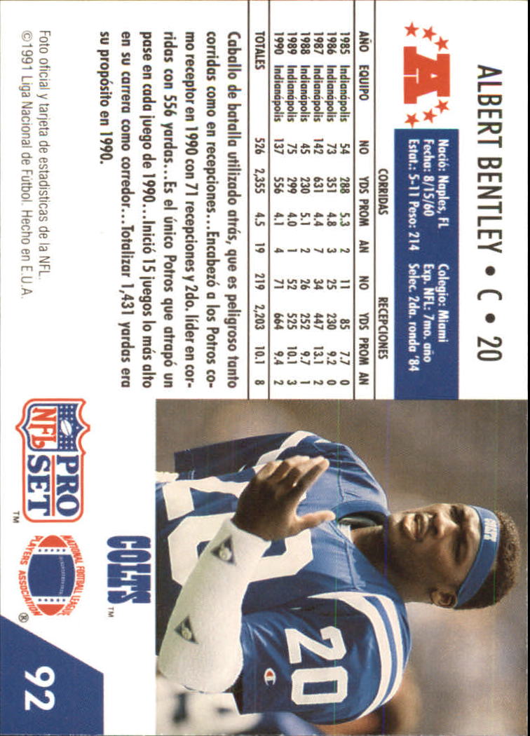 1991 Pro Set Spanish #92 Albert Bentley - NM-MT - Burbank Sportscards ...