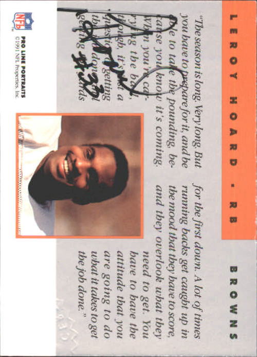 1991 Pro Line Portraits Autographs #106 Leroy Hoard - NM-MT