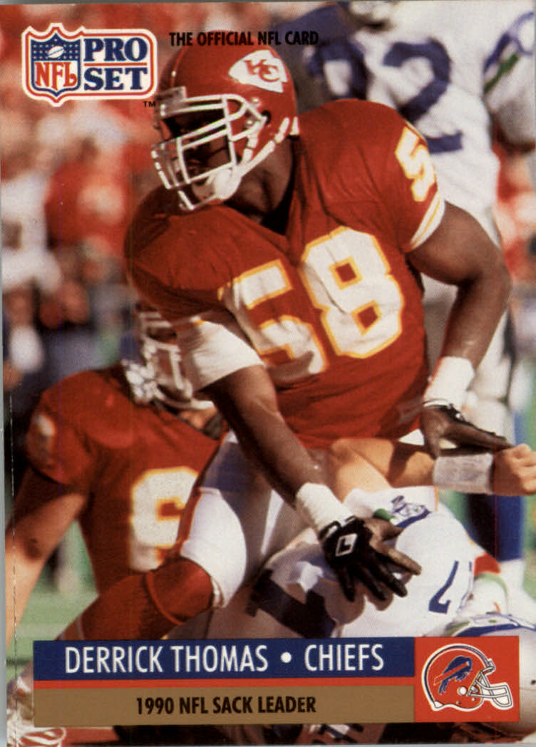1991 Pro Set #19A Derrick Thomas ERR/NFL Sack Leader/(Bills helmet on ...