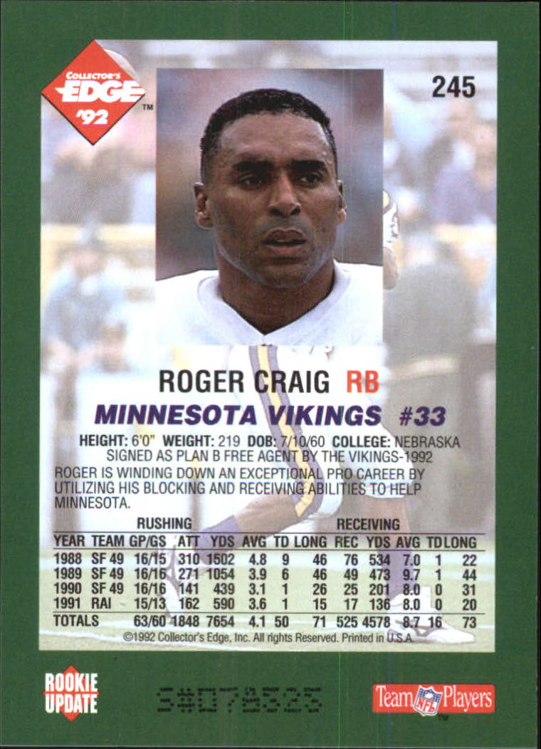 1992 Collector's Edge #245 Roger Craig - NM-MT