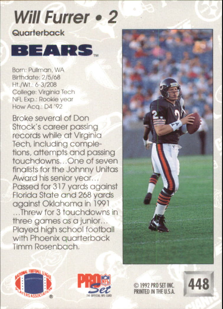 1992 Pro Set #448 Will Furrer RC - NM-MT - Burbank Sportscards ...