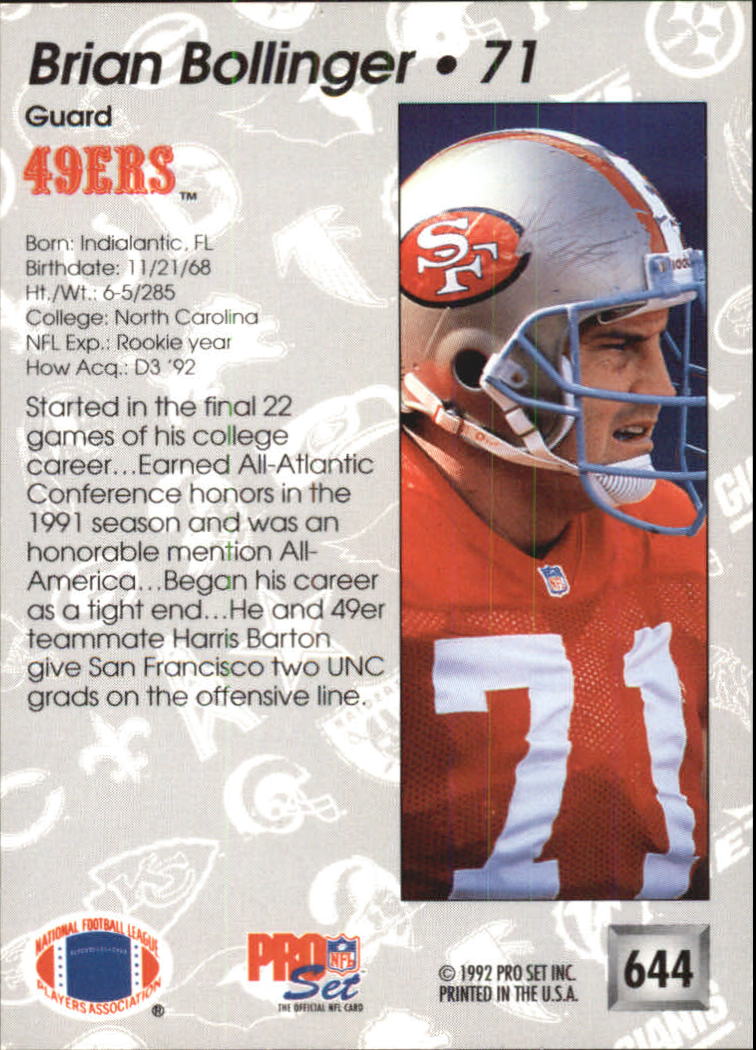 1992 Pro Set #644 Brian Bollinger RC - NM-MT