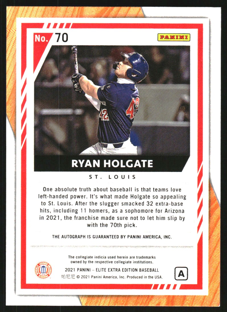 2021 Elite Extra Edition Signatures Prime Numbers A #70 Ryan Holgate ...