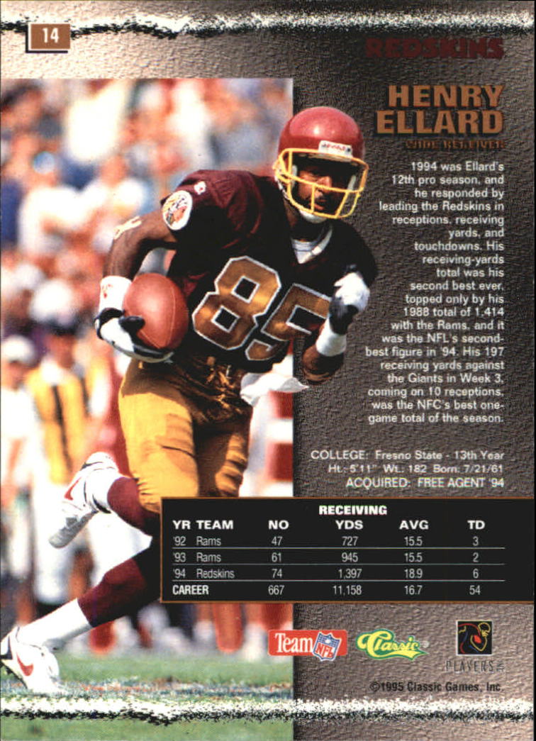 1995 Pro Line Silver #14 Henry Ellard UER - NM-MT - Burbank Sportscards ...