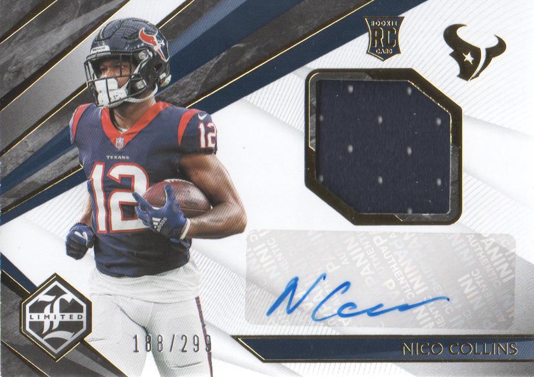 2021 Limited #130 Nico Collins JSY AU RC/299 - #'d 188/299 AUTO JERSEY ...