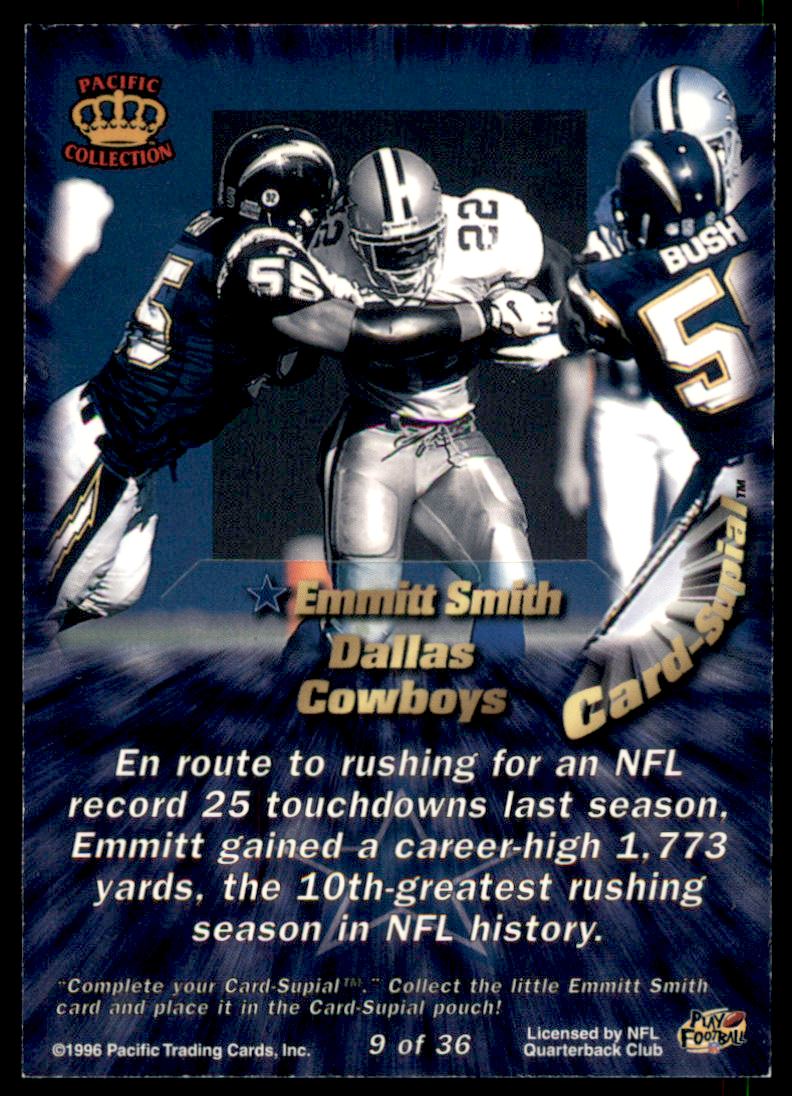 1996 Pacific Card Supials #9 Emmitt Smith - NM-MT - Burbank Sportscards ...