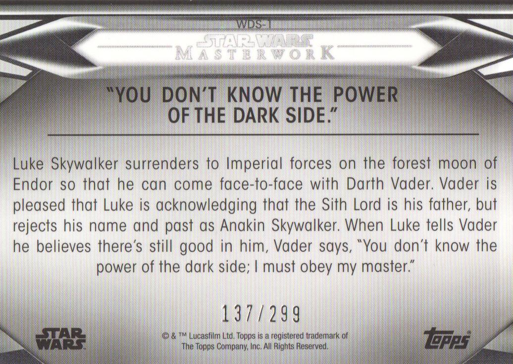 2021 Topps Star Wars Masterwork Welcome to the Dark Side Rainbow Foil # ...