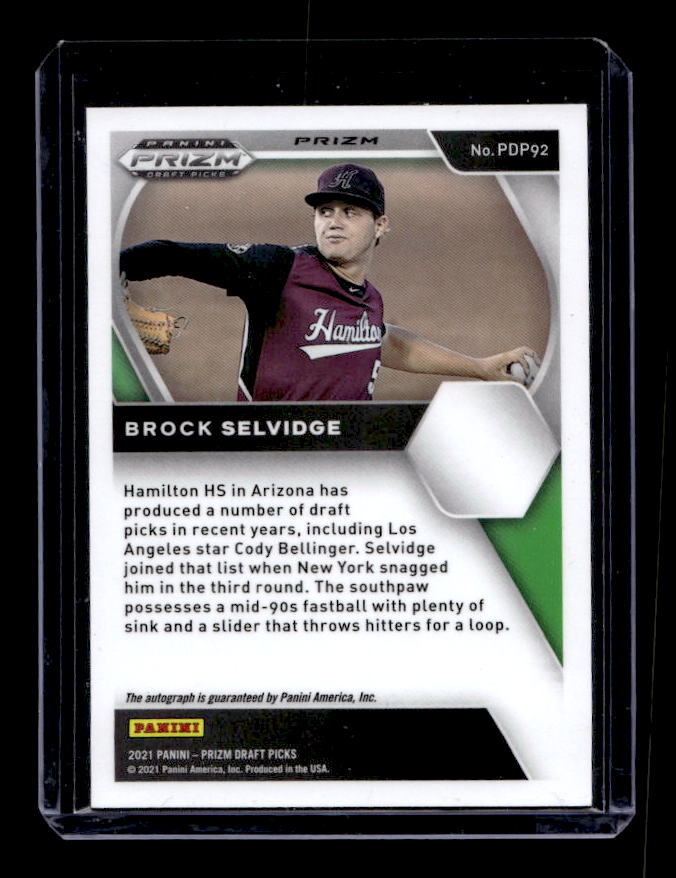 2021 Panini Prizm Draft Picks Base Autographs Prizms Red Velocity #92 Brock Selvidge - NM-MT