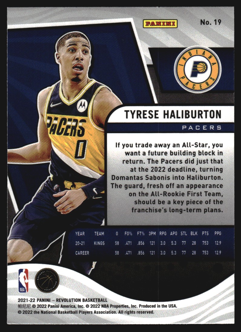 2021-22 Panini Revolution #19 Tyrese Haliburton - NM-MT