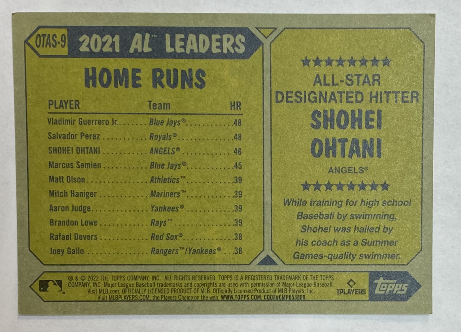 2022 Topps '87 Topps All-Star Boxloader #OTAS9 Shohei Ohtani - NM-MT ...