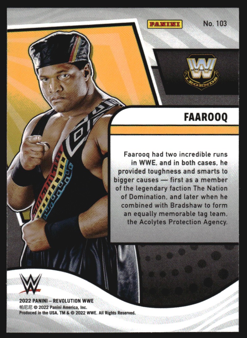 2022 Revolution WWE #103 Faarooq - NM-MT