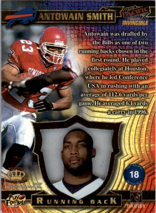 1997 Pacific Invincible Copper #18 Antowain Smith - NM-MT