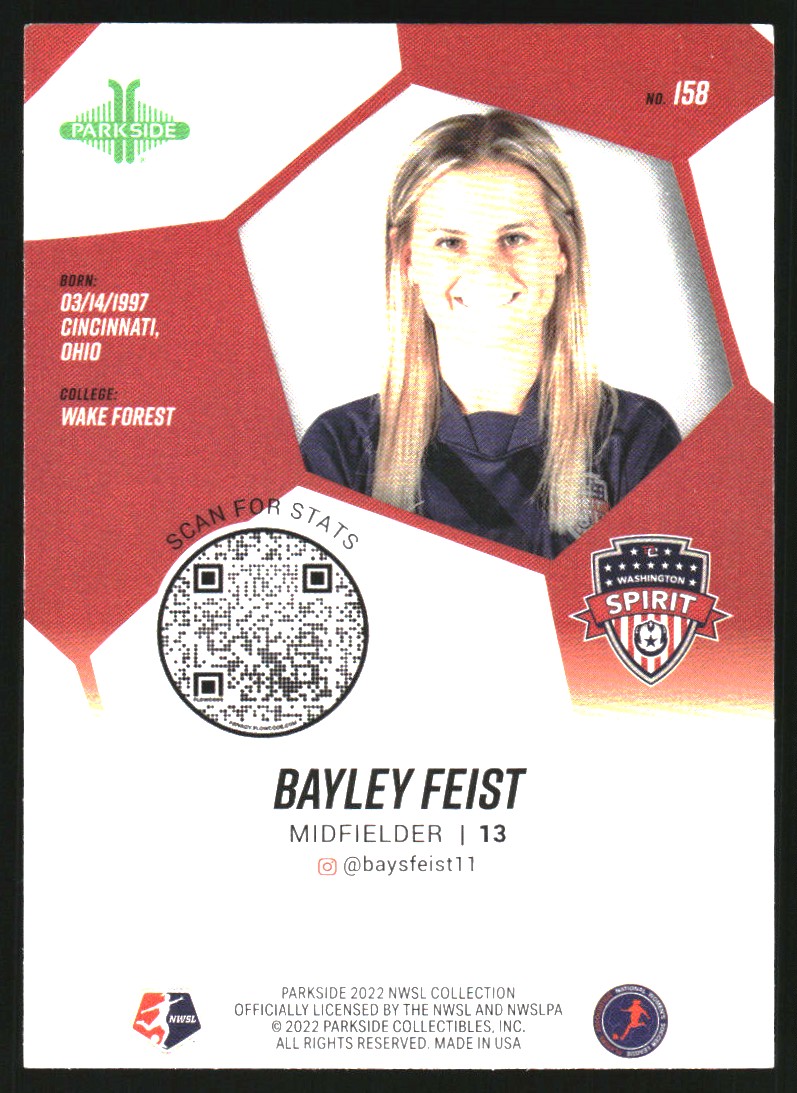 2022 Parkside NWSL #158 Bayley Feist on Fanatics Collect
