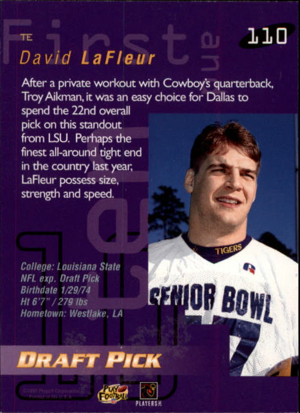 1997 Playoff First and Ten #110 David LaFleur RC - NM-MT