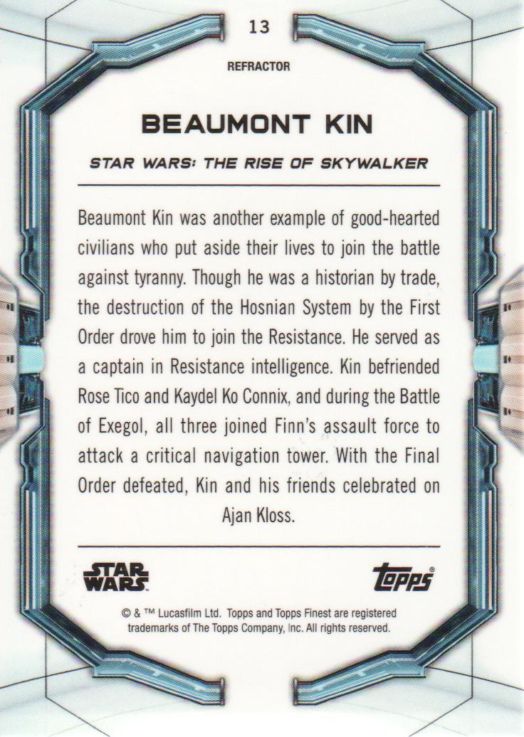 2022 Finest Star Wars Refractors #13 Beaumont Kin - NM-MT ...