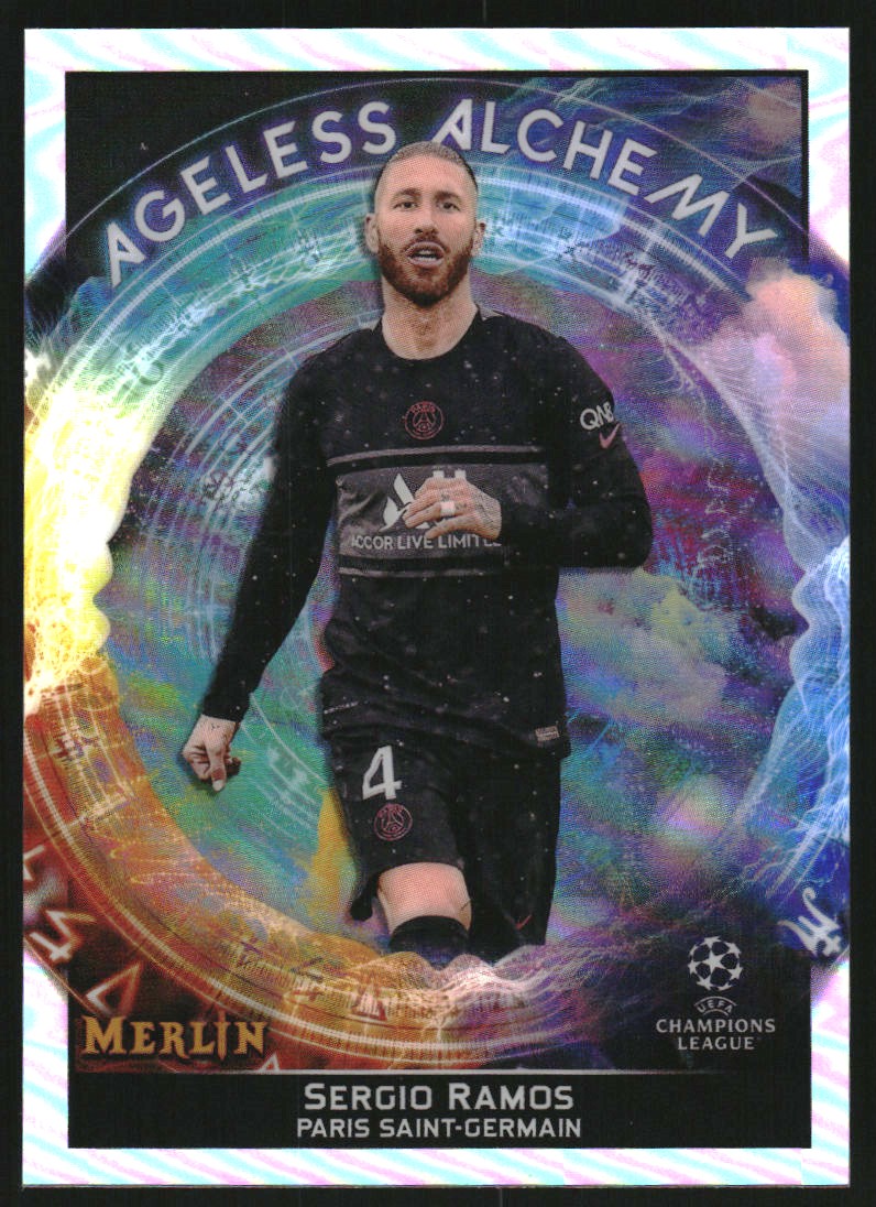 2021-22 Merlin UEFA Champions League Ageless Alchemy #AA17 Sergio Ramos ...