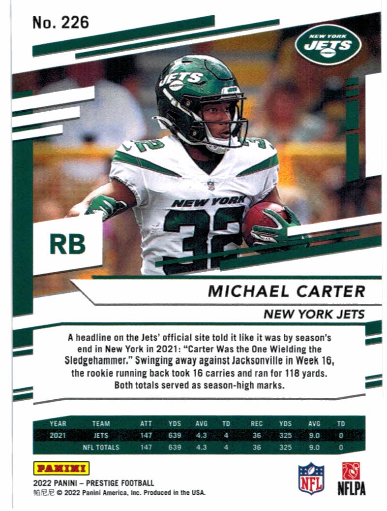 2022 Prestige #226 Michael Carter - NM-MT - The Dugout Sportscards ...