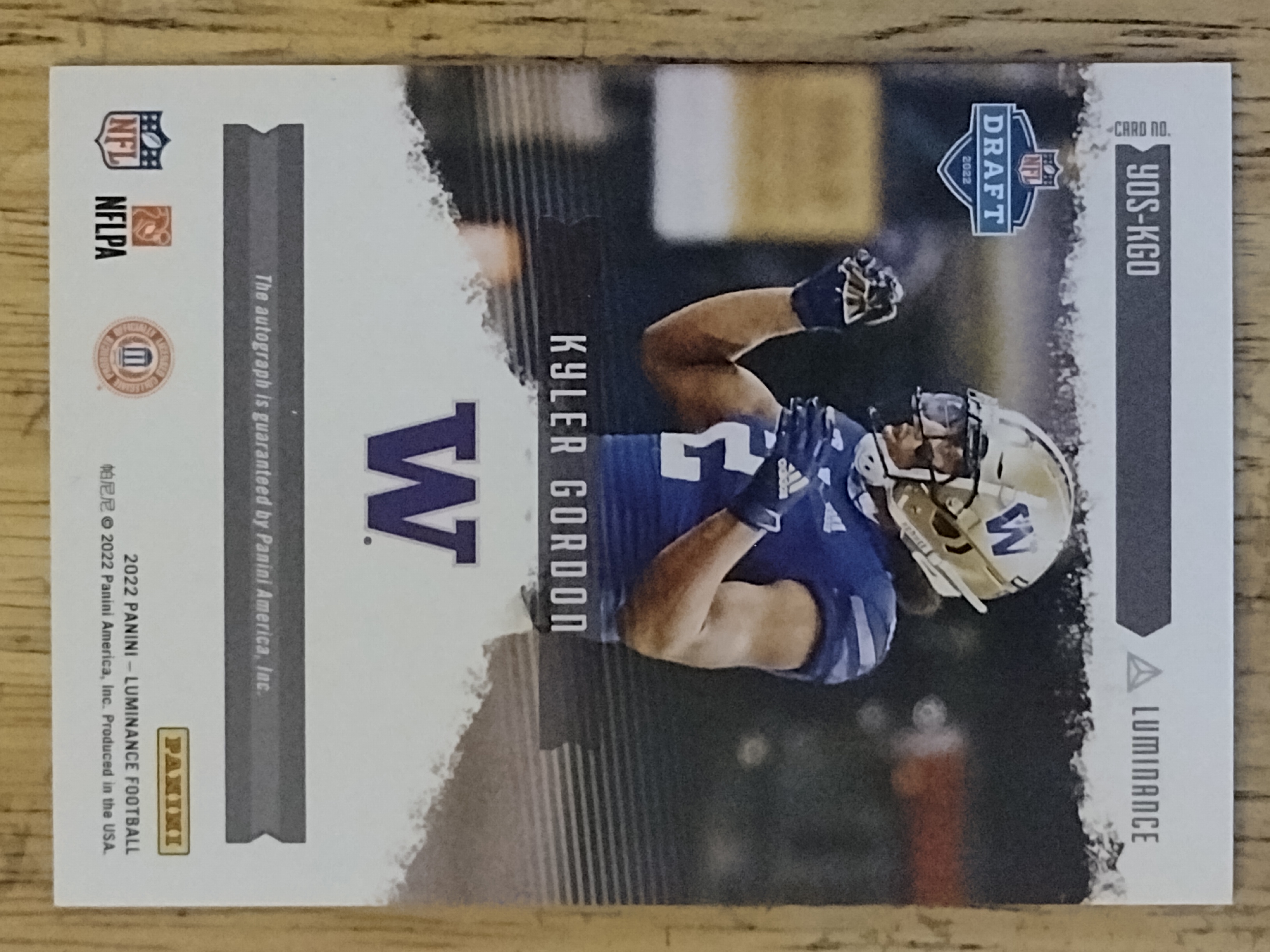 2022 Panini Luminance Year One Signatures #1 Kyler Gordon - NM-MT