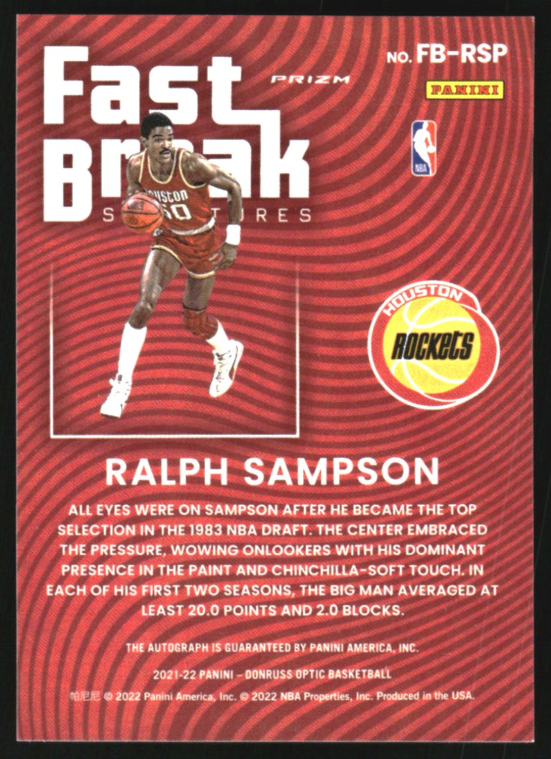 2021-22 Donruss Optic Fast Break Signatures #37 Ralph Sampson - NM-MT