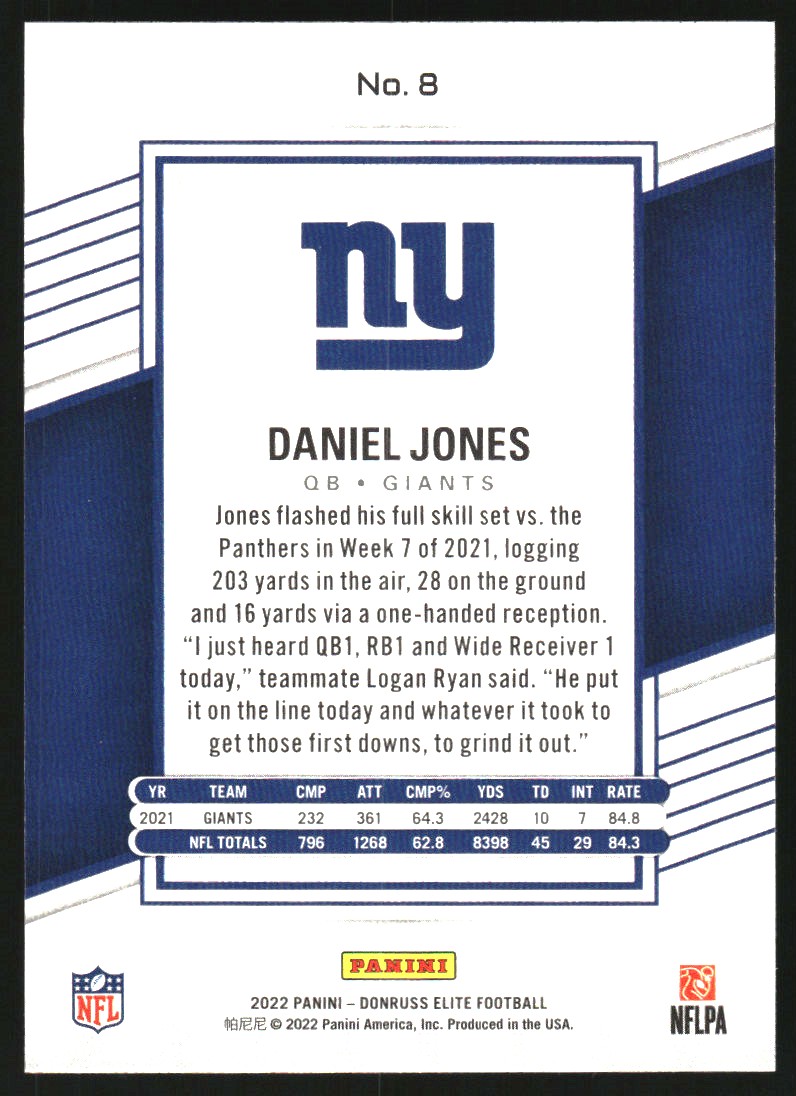 2022 Elite Razzle Dazzle #8 Daniel Jones - NM-MT