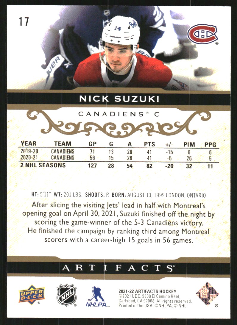 2021-22 Artifacts Rose Gold #17 Nick Suzuki - NM-MT