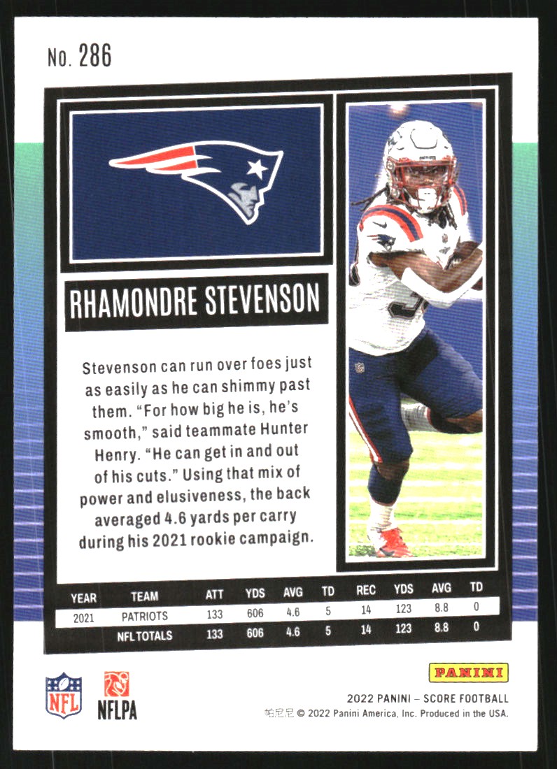 2022 Score Scorecard #286 Rhamondre Stevenson - NM-MT