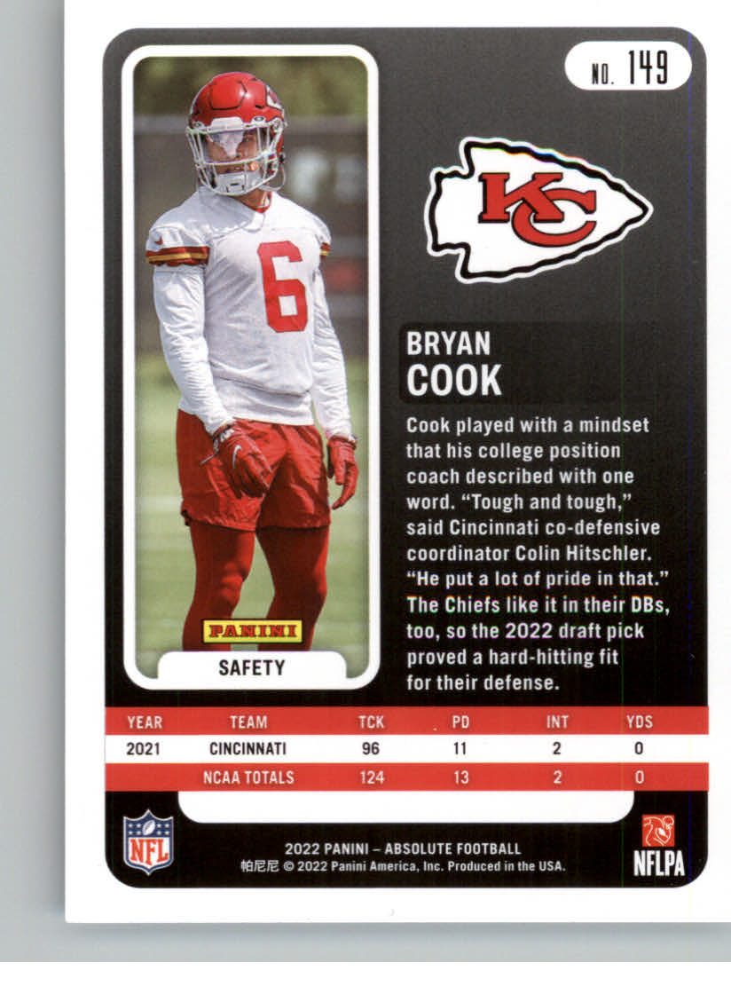2022 Absolute #149 Bryan Cook RC - NM-MT - Card Shack | Beckett Marketplace