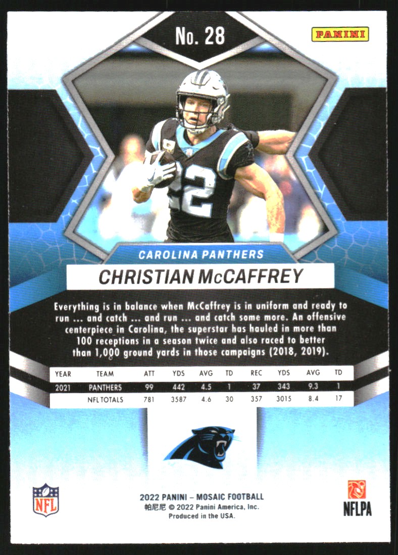 2022 Panini Mosaic #28 Christian McCaffrey - NM-MT
