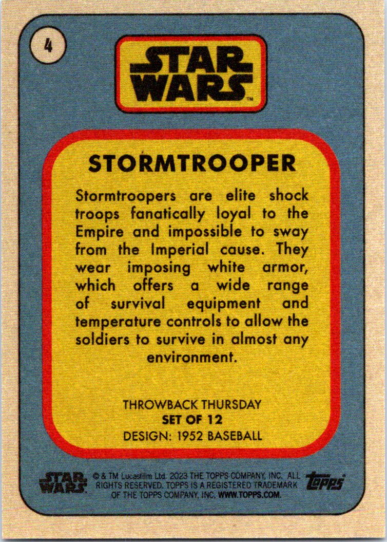 2023 Topps Throwback Thursday Star Wars #4 Stormtrooper - NM-MT - The ...
