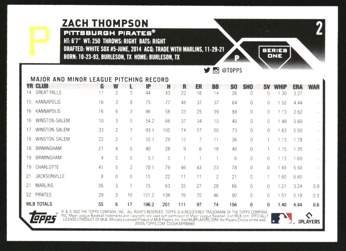 2023 Topps Green Foil #2 Zach Thompson - NM-MT
