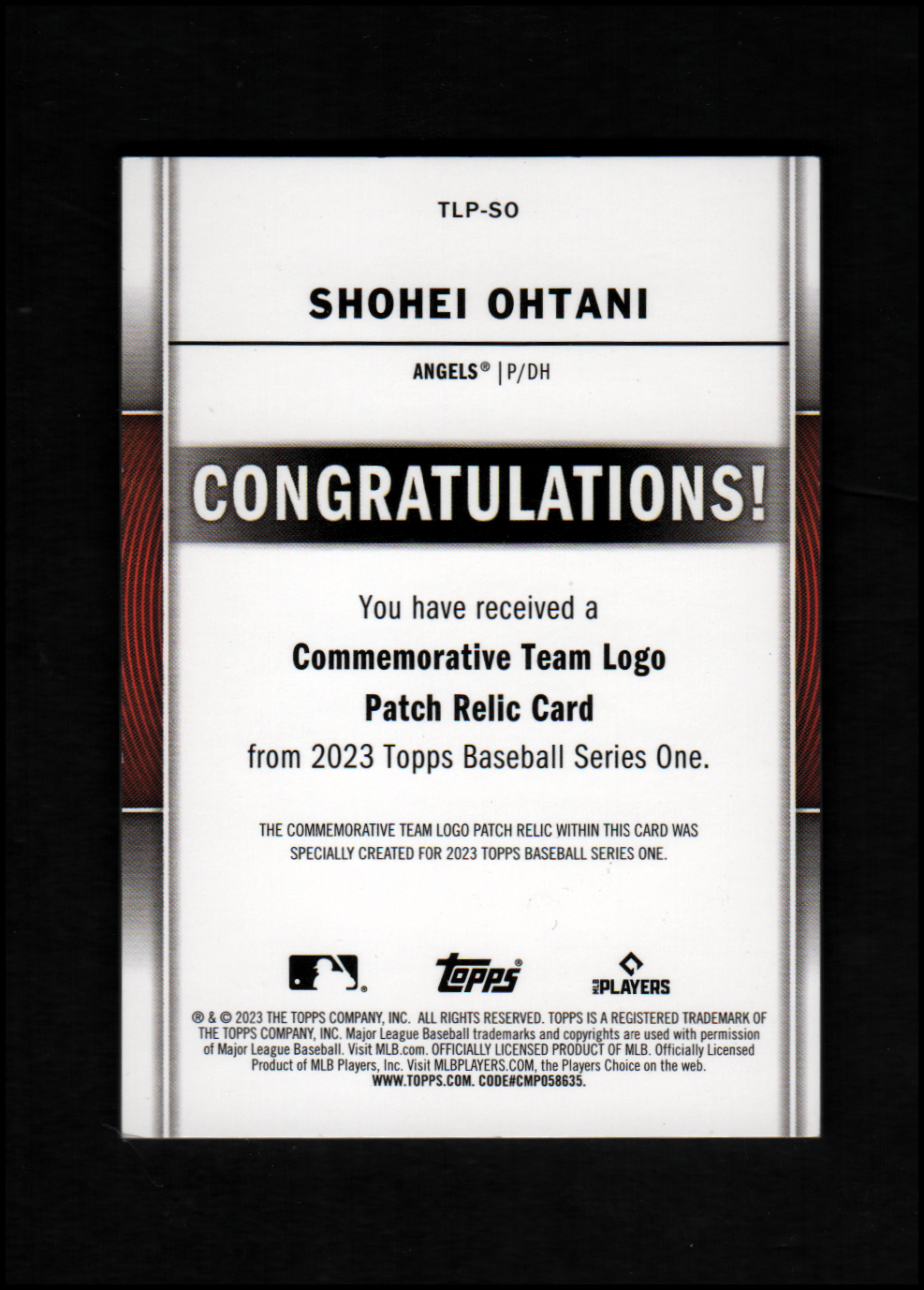 2023 Topps Team Logo Commemorative Patch Blue #TLPSO Shohei Ohtani - NM-MT