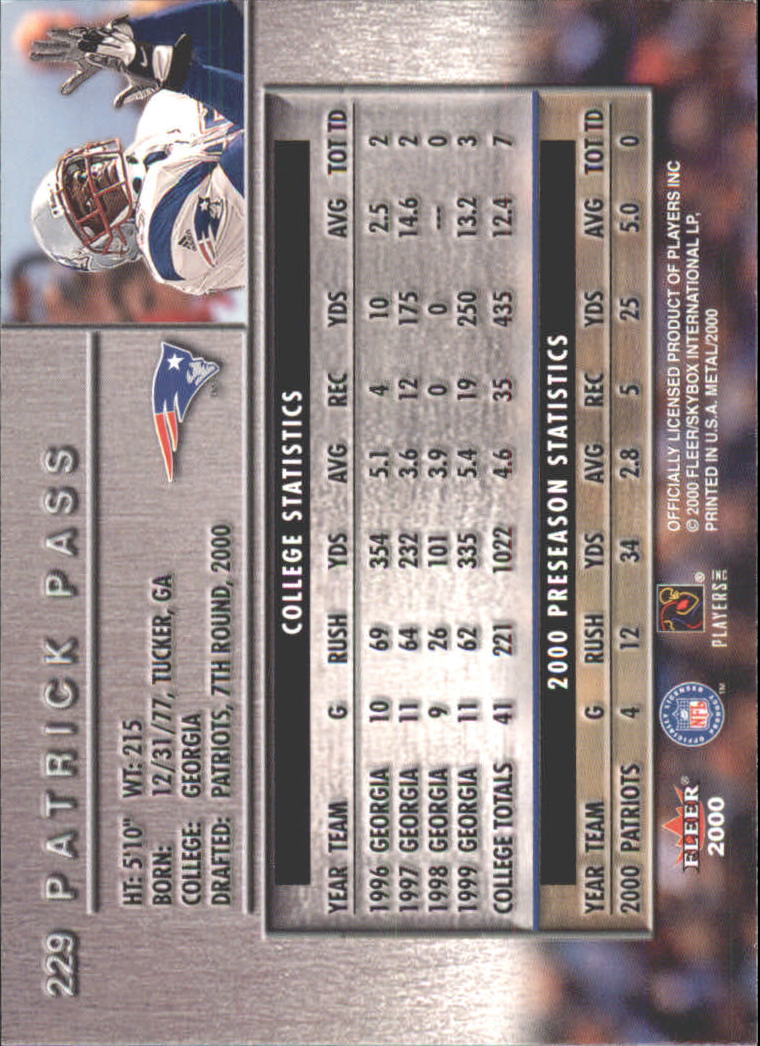 2000 Metal #229 Patrick Pass RC - NM-MT - Burbank Sportscards | Beckett ...