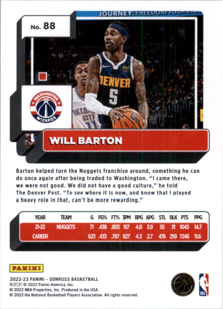 2022-23 Donruss #88 Will Barton - NM-MT