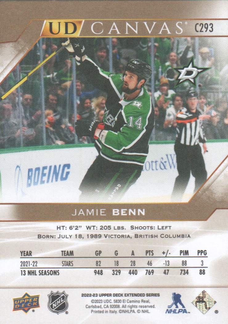2022-23 Upper Deck UD Canvas #C293 Jamie Benn - NM-MT - GamesandCards ...