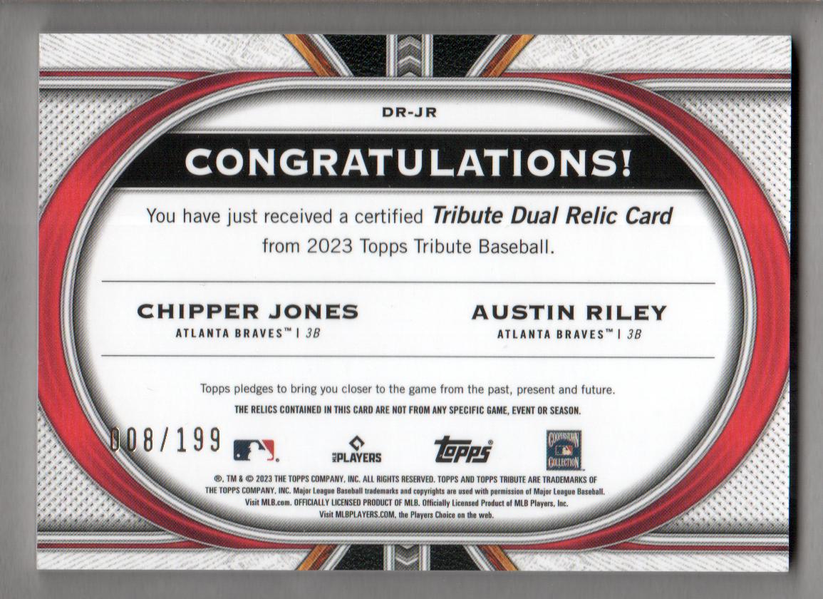 2023 Topps Tribute Dual Player Relics #DRJR Austin Riley/Chipper Jones ...