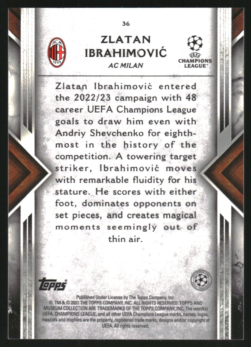 2022-23 Topps Museum Collection UEFA Champions League #36 Zlatan ...