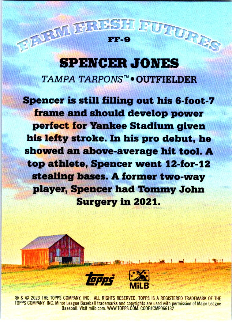 2023 Topps Pro Debut Farm Fresh Futures #FF9 Spencer Jones - NM-MT