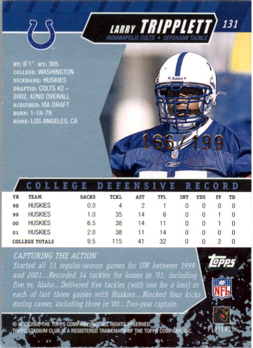 2002 Stadium Club Photographer's Proofs #131 Larry Tripplett - NM-MT