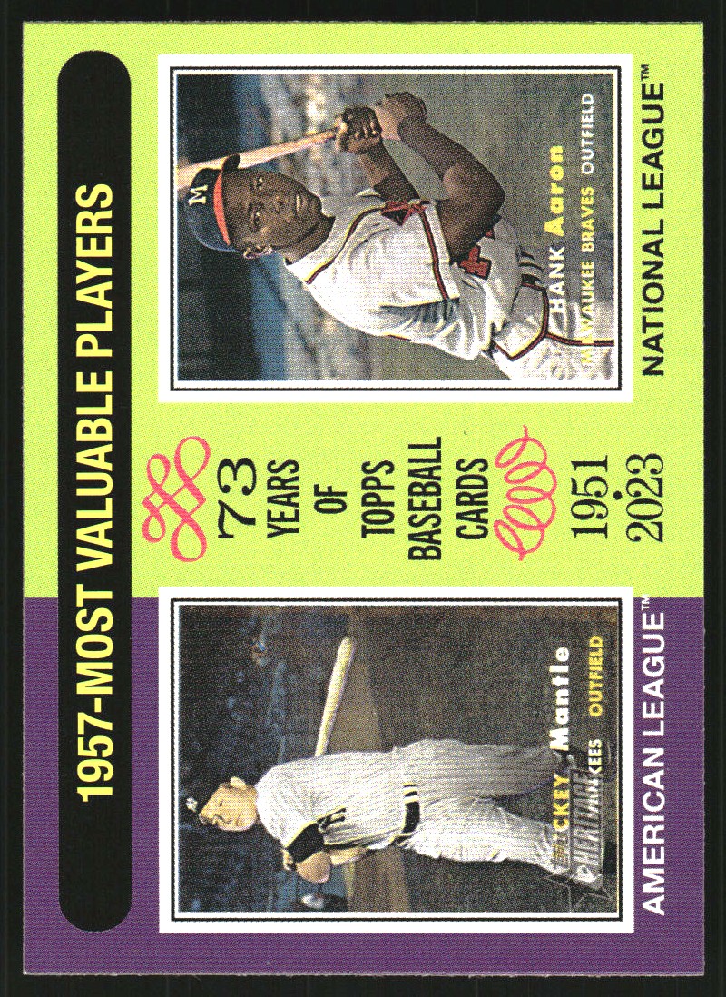 2024 Topps Heritage #190 Hank Aaron/Mickey Mantle MVP - NM-MT