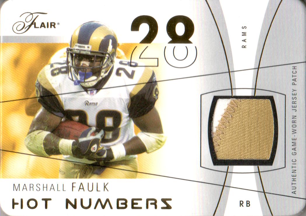 2004 Flair Hot Numbers Game Used Die Cut Patches #HNMF Marshall Faulk ...
