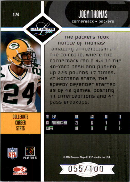2004 Leaf Limited Bronze Spotlight #174 Joey Thomas - NM-MT