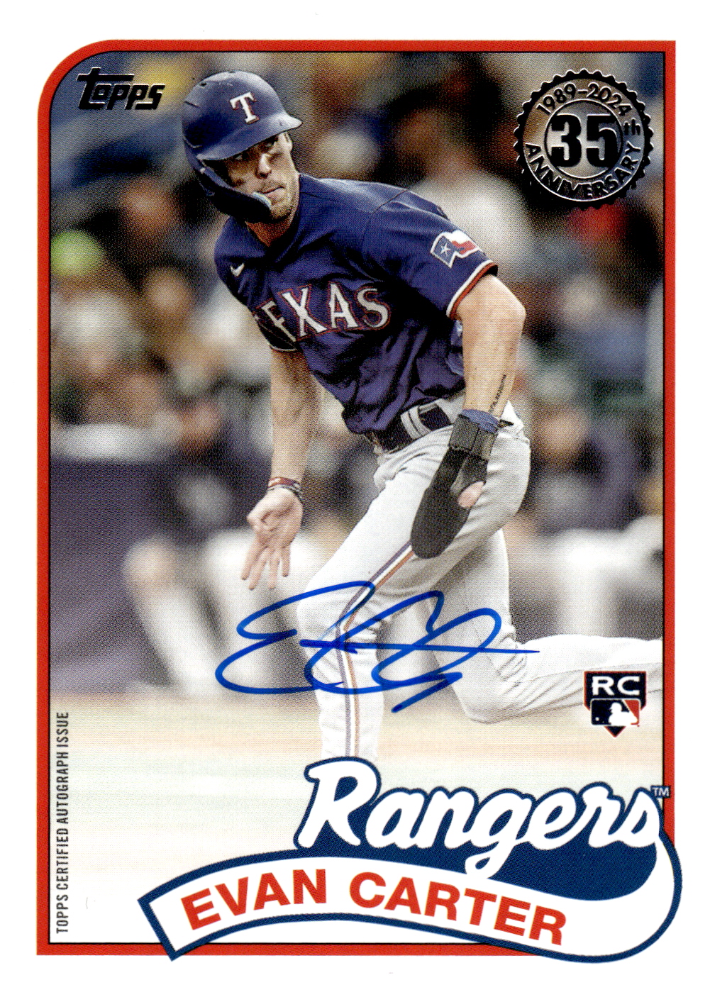 2024 Topps Update '89 Topps Autographs #89AUEC Evan Carter - NM-MT