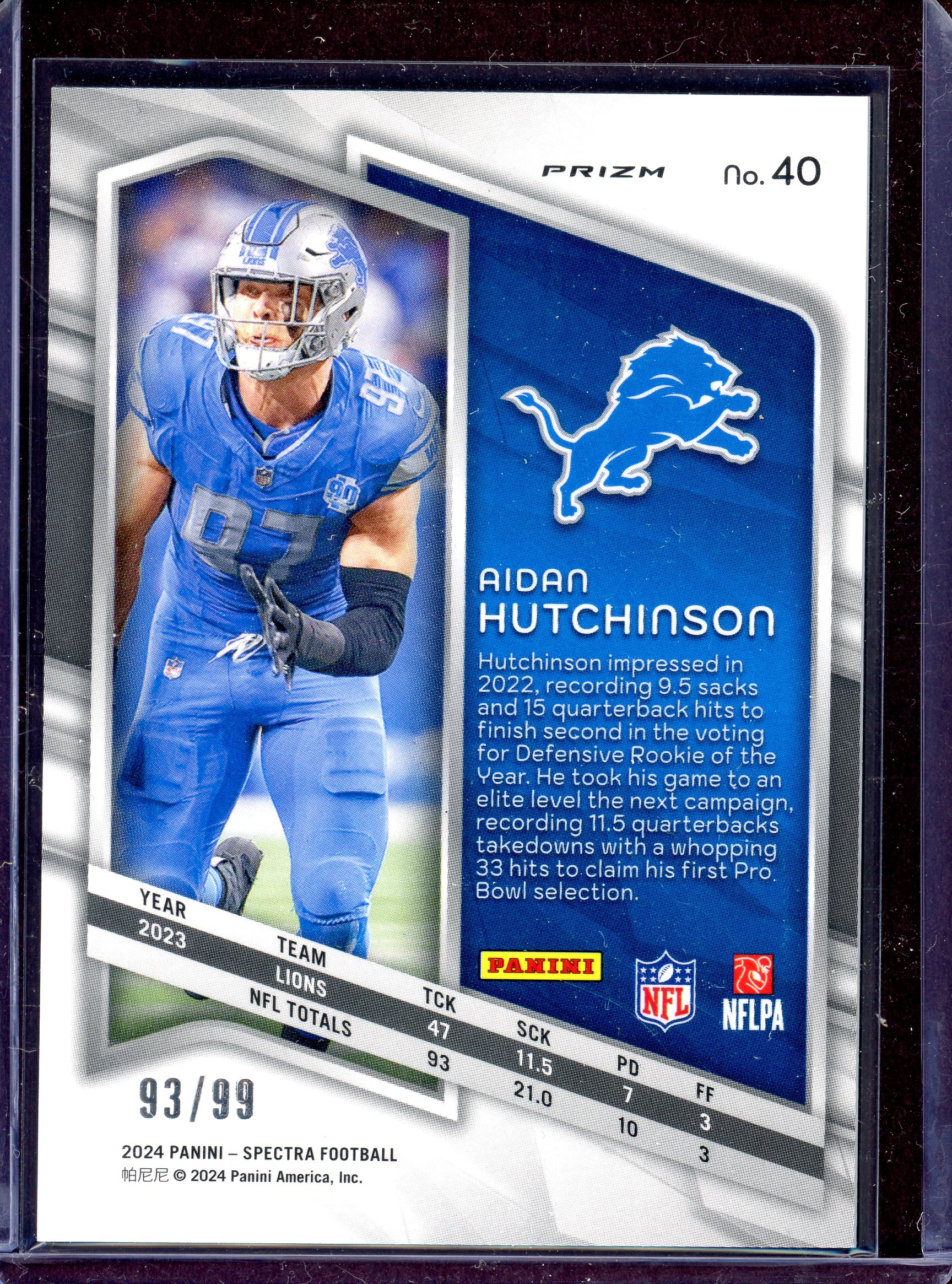 2024 Panini Spectra Celestial #40 Aidan Hutchinson - (#93/99) - MINT
